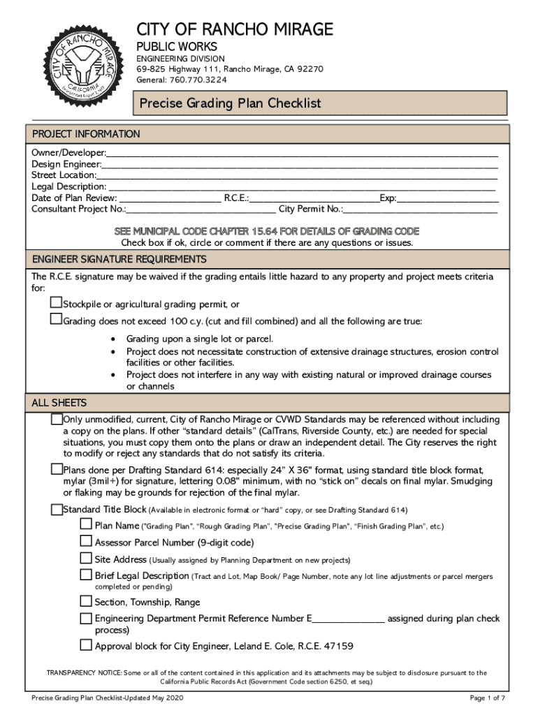 Fillable Online Precise Grading Plan Fax Email Print - pdfFiller