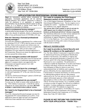 Fillable Online dos ny APPLICATION FOR PROFESSIONAL BOXING MANAGER Fax ...