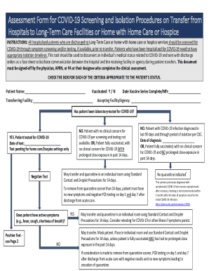 Fillable Online Assessment Form for COVID-19 Screening and Isolation ...