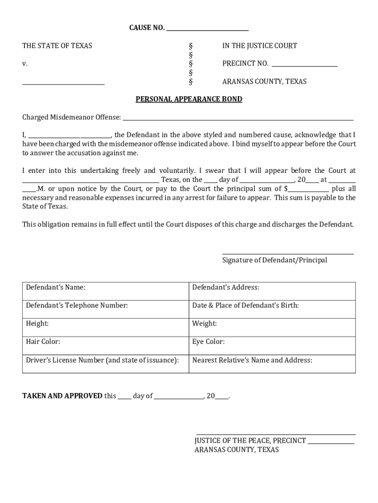 Fillable Online CAUSE NO. - aransascountytx.gov Fax Email Print - pdfFiller