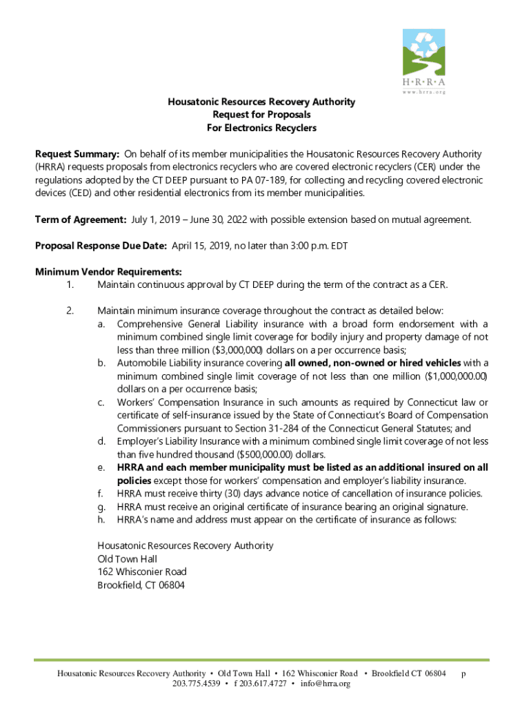 Fillable Online Housatonic Resources Recovery Authority Request for Proposals ... Fax Email ...