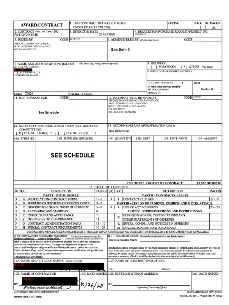 Fillable Online 1. THIS CONTRACT IS RATED ORDER AWARD/CONTRACT UNDER ...