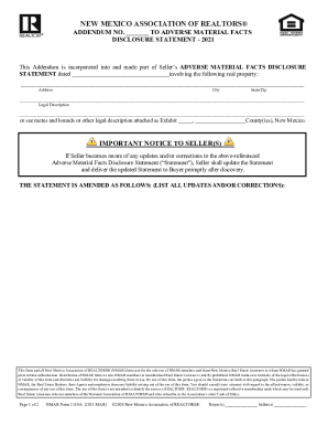 Fillable Online NEW Forms 1110A Addendum to Adverse Material Facts ...