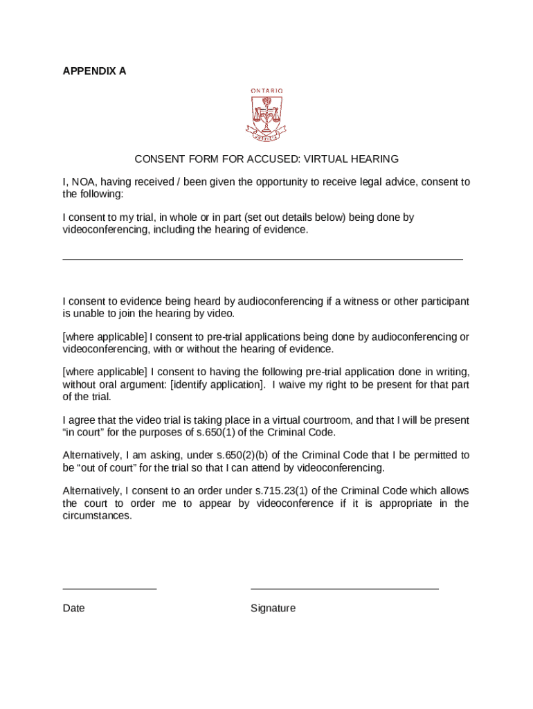 Appendix A - Consent for Accused. Doc Template | pdfFiller