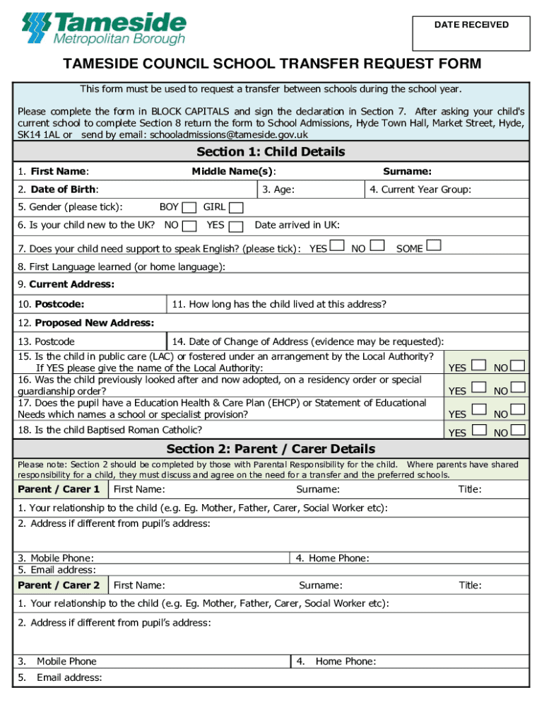 Fillable Online School Transfer Request Letter: Sample Applications ...