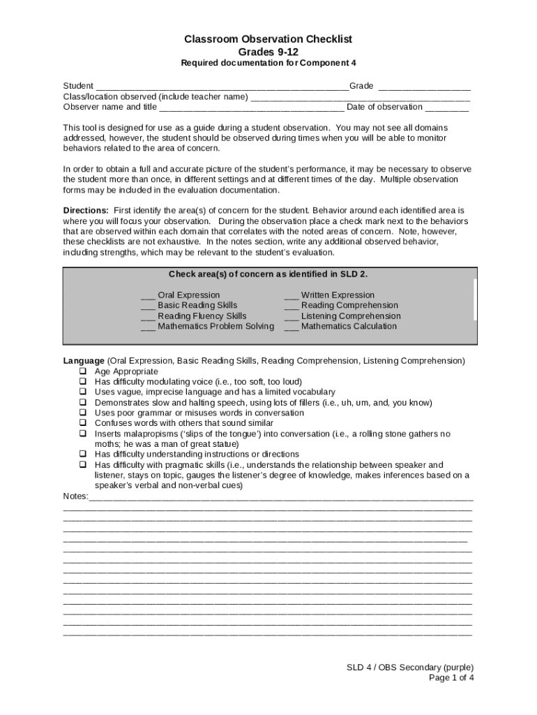 Classroom Observation - Purposes of Classroom Observation ...Guidelines ...