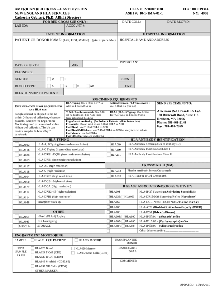 AMERICAN RED CROSS -HLA SERVICES Doc Template | pdfFiller