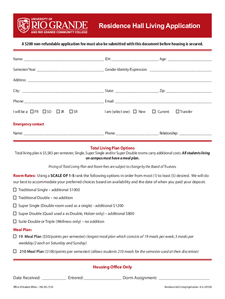 Fillable Online On-Campus Student Housing Application - Lawson State ...