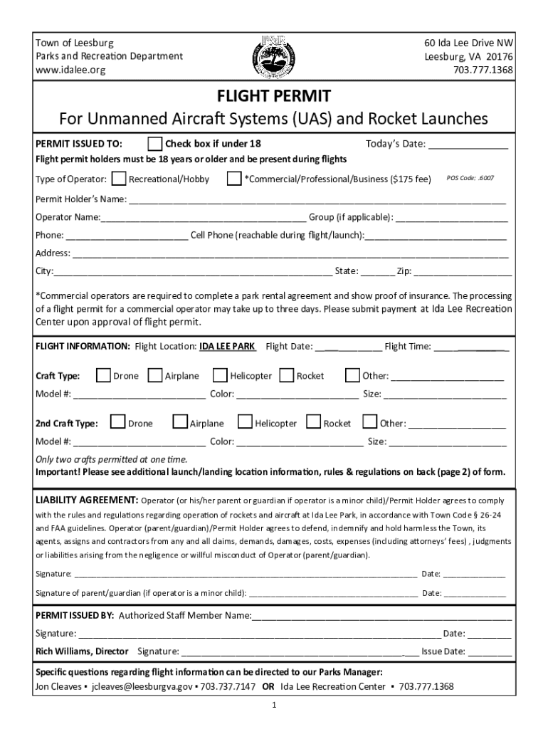 Fillable Online FLIGHT PERMIT For Unmanned Aircraft Systems ...