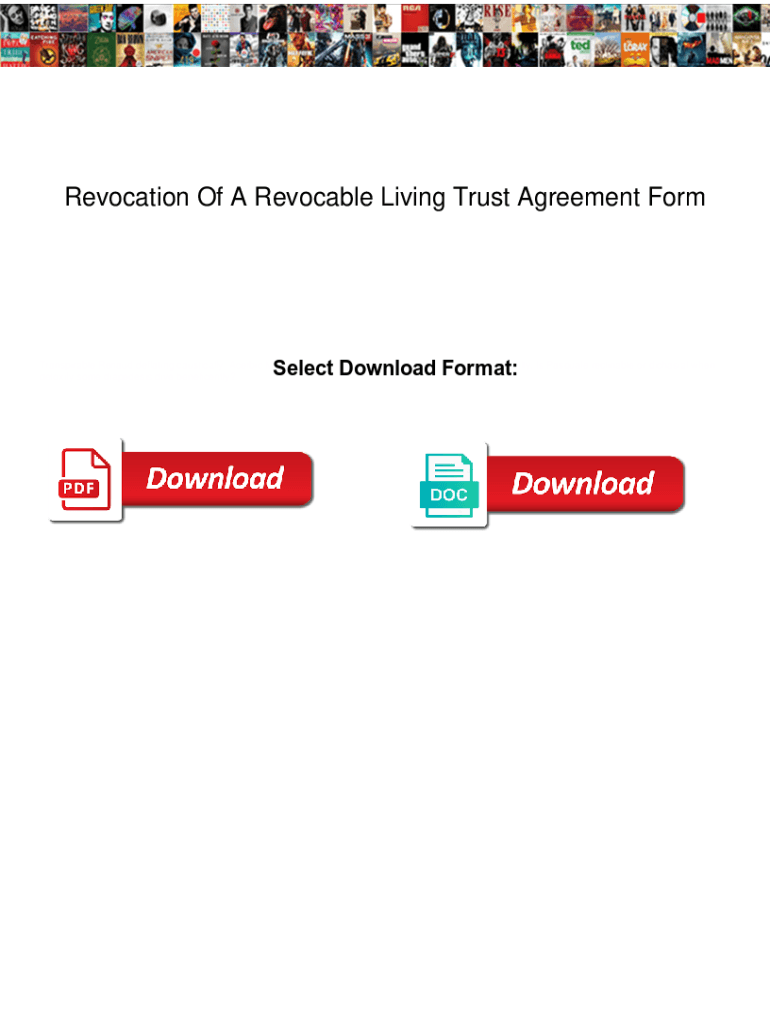 Fillable Online Revocation Of A Revocable Living Trust Agreement Form ...