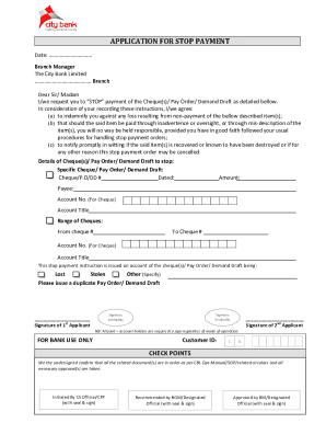 Fillable Online Cheque Stop Payment Letter Format for Bank Sample Fax ...