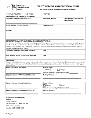 Fillable Online DIRECT DEPOSIT AUTHORIZATION FORM - NYS Workers ...