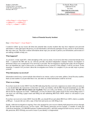 Fillable Online oag ca Sample Notification Letter to Impacted ...