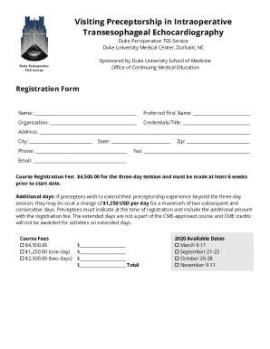 Fillable Online REGISTRATION FORM Visiting Preceptorship in ...