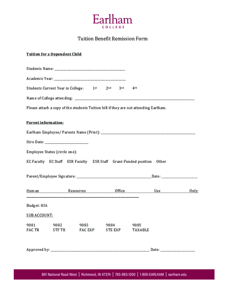 Fillable Online Tuition Remission Form.docx Fax Email Print - pdfFiller