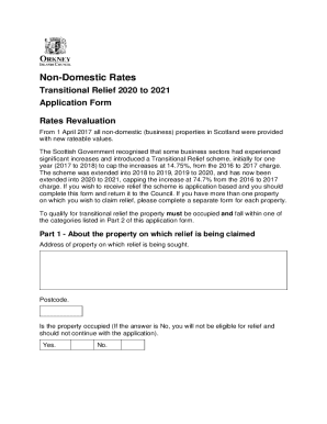 Fillable Online Non-Domestic Rates Transitional Relief 2020 to 2021 ...