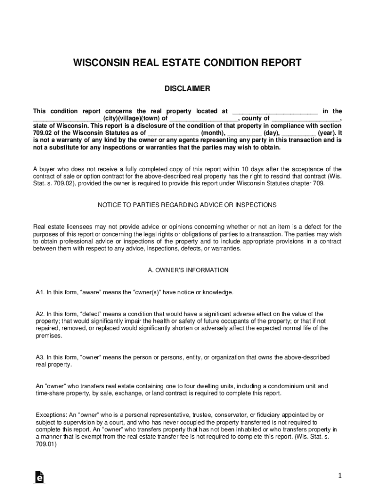 Fillable Online REAL ESTATE CONDITION REPORT2021 Disclosure ...