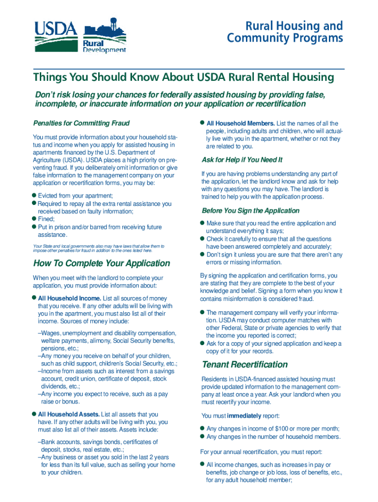 Fillable Online things you should know about usda rural rental housing ...