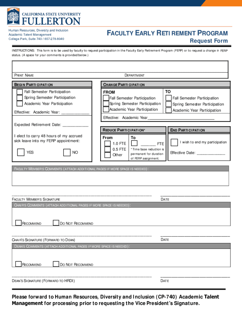 Fillable Online hr fullerton FERP Form new letterhead.docx Fax Email Print - pdfFiller