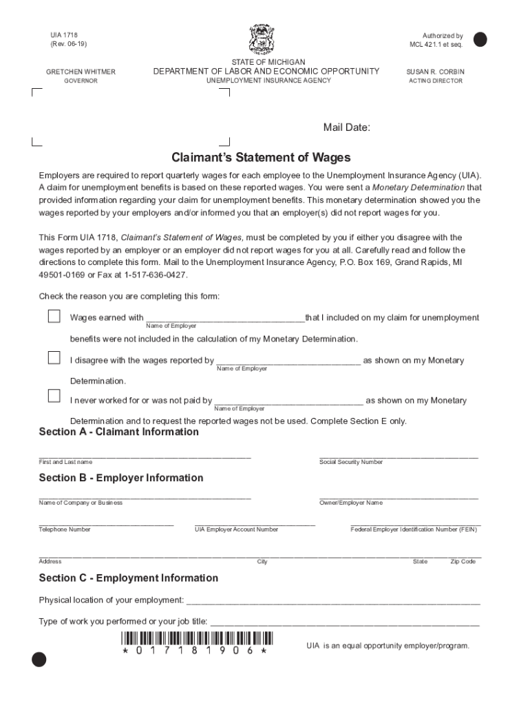 Fillable Online 2019-2021 Form MI LRA UIA 1718 Fill Online, Printable ...
