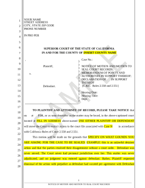 Caption for Court Papers - California Courts Doc Template | pdfFiller