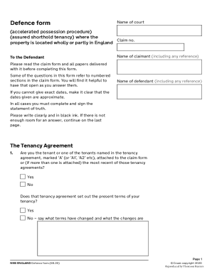 Fillable Online N11B ENGLAND Defence form. N11B ENGLAND Defence form ...