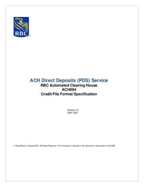 Fillable Online ACH Direct Payments (PAD) Service - RBC Royal Bank Fax ...