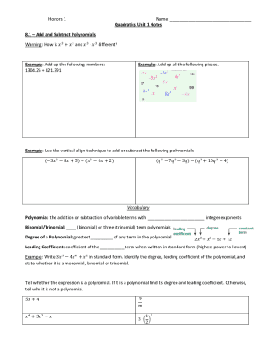 Fillable Online Algebra 1 Name: Quadratics Unit 2 Note Packet 7.6 Day 1 ...