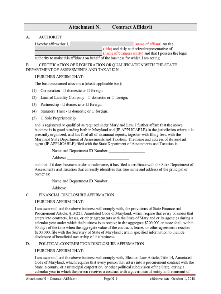 Fillable Online Contract Affidavit. Contract Affidavit Fax Email Print ...
