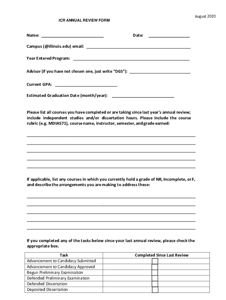 Fillable Online ICR Annual Review Form Fax Email Print - pdfFiller