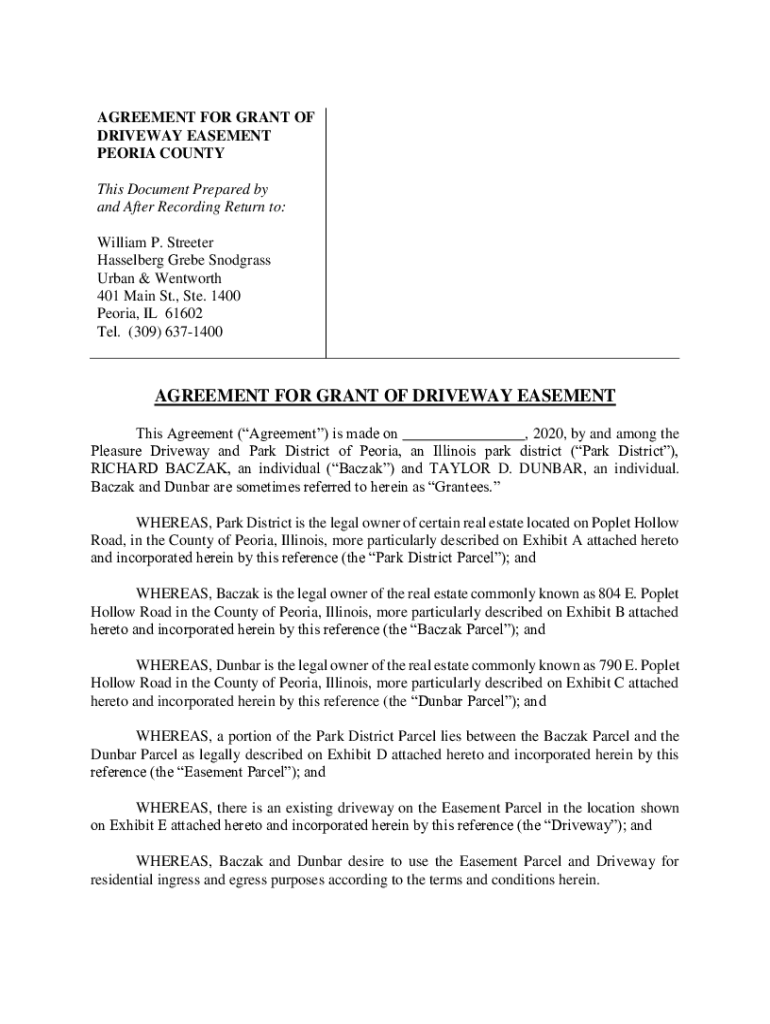 Fillable Online AGREEMENT FOR GRANT OF DRIVEWAY EASEMENT Fax Email ...