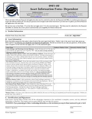 Fillable Online 2021-22 Asset Information Form- Dependent - LFCC Fax ...