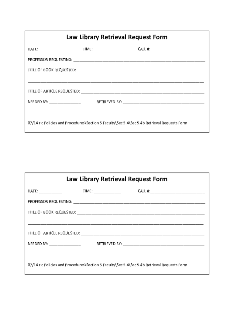 Fillable Online law marquette Law Library Retrieval Request Form Fax ...