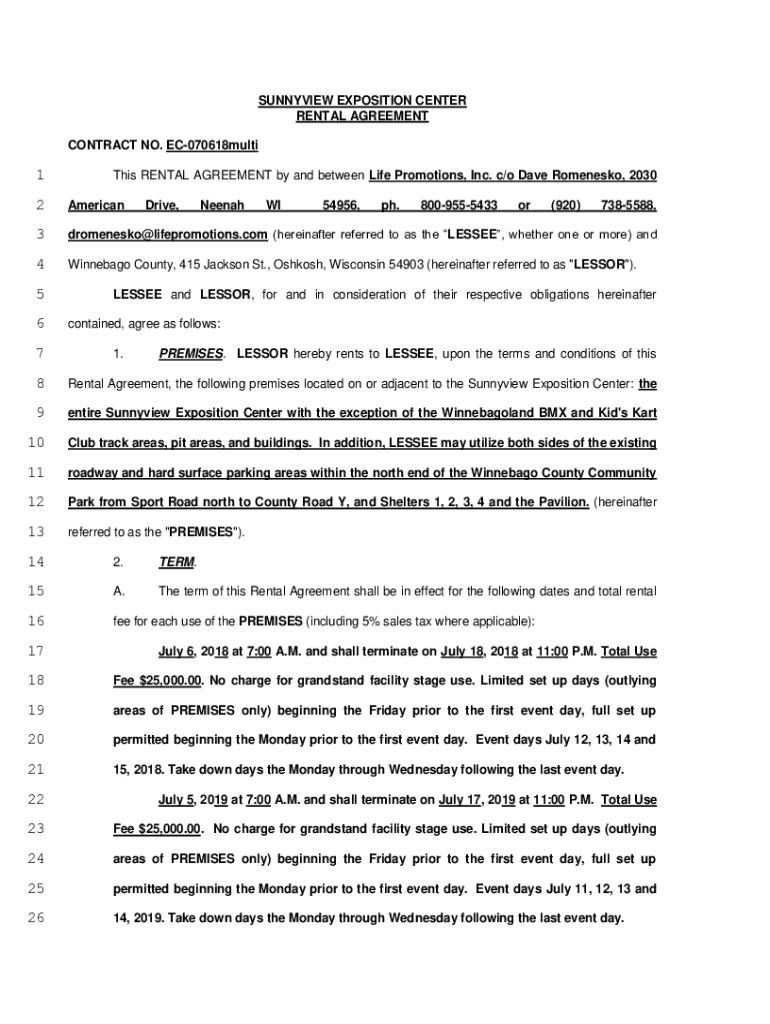 Fillable Online 30+ SAMPLE Facility Event Space Rental Agreements in ...