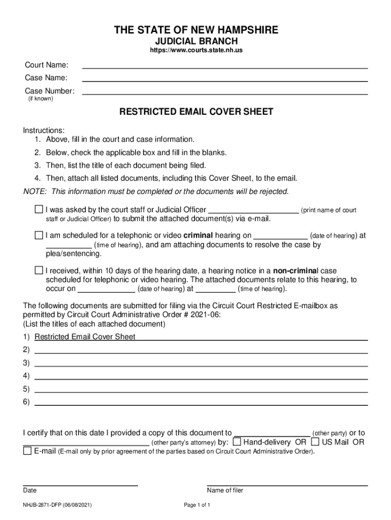 Fillable Online Restricted Email Cover Sheet Fax Email Print - pdfFiller