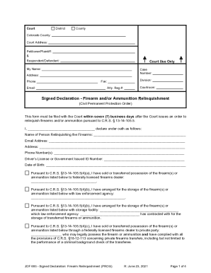 Fillable Online Signed Declaration - Firearm and/or Ammunition ...