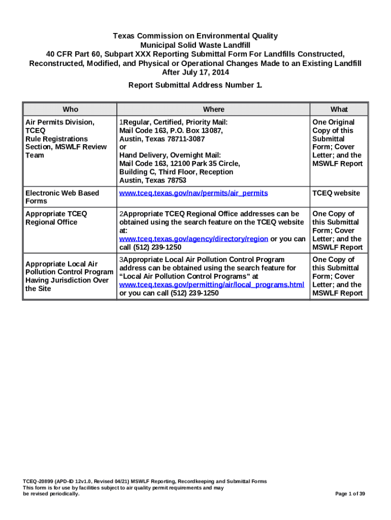 TCEQ Municipal Solid Waste Landfill/Waste Disposal Site ... Doc ...