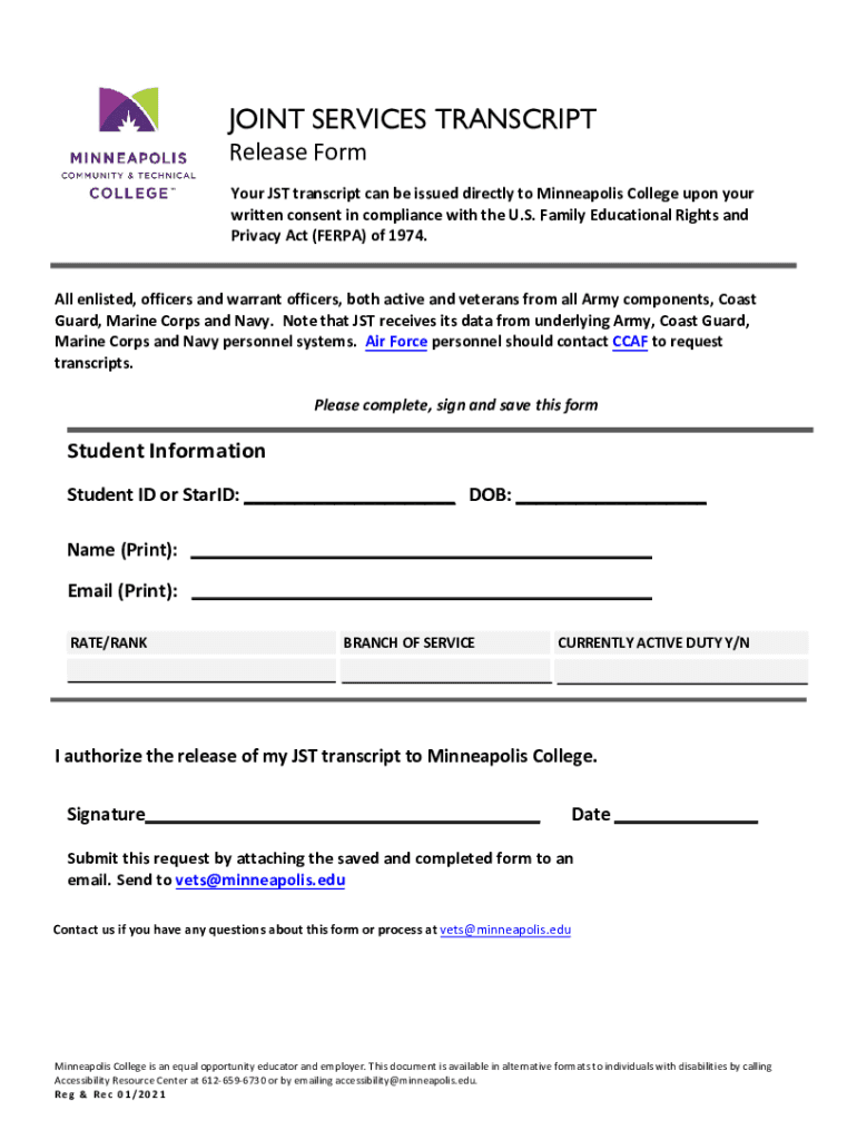 Fillable Online Request Official Joint Services Transcript - jst.doded ...