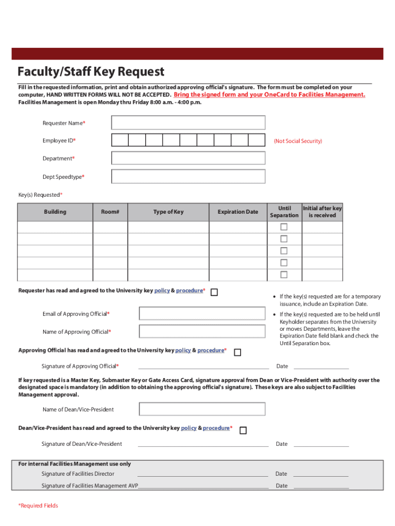 Fillable Online Developing and Managing Key Control Policies and ...