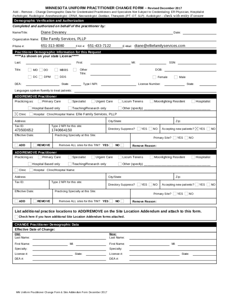 MINNESOTA UNI PRACTITIONER CHANGE Revised March ... Doc Template ...