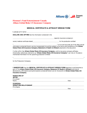 Fillable Online MEDICAL CERTIFICATE & AFFIDAVIT Doc TemplatepdfFiller ...