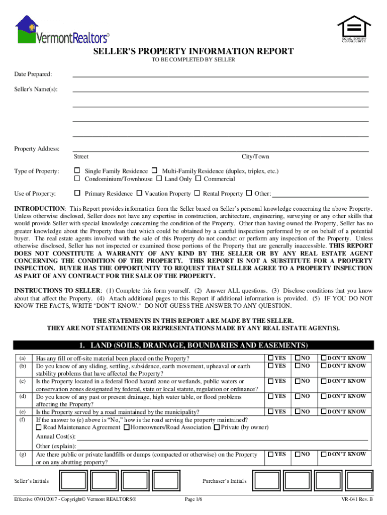 Fillable Online Fillable Online Seller and Property Information Report ...