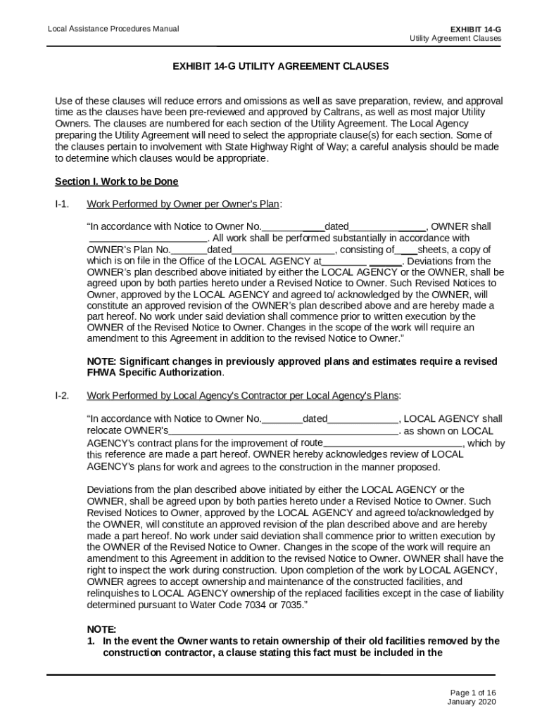 LAPM Chapter 14 exhibit 14-G Utility Agreement Clauses. Utility ...