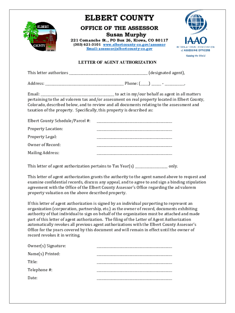 Fillable Online Letter of Agent Authorization (PDF) Fax Email Print ...