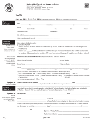 Fillable Online RSA 7 Notice Of Final Deposit And Request For Refund ...