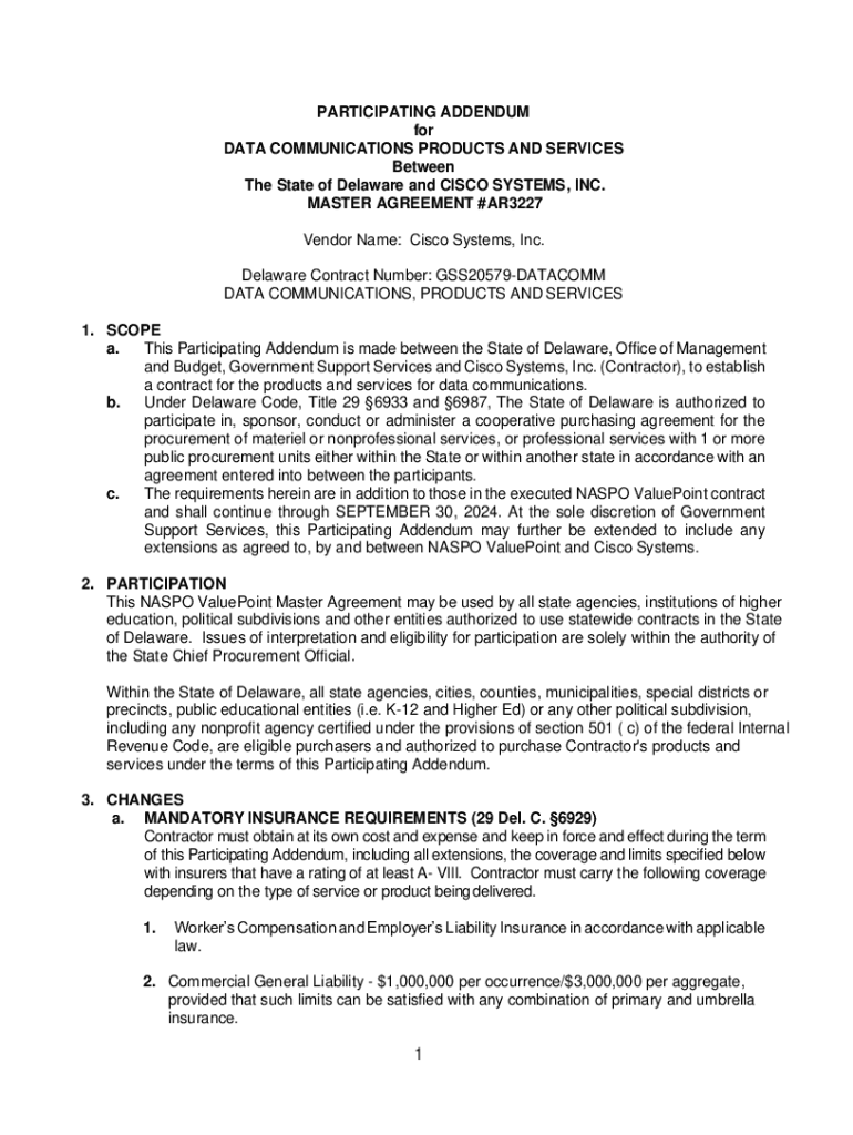 Fillable Online Vermont Participating Addendum: Master Agreement Fax ...