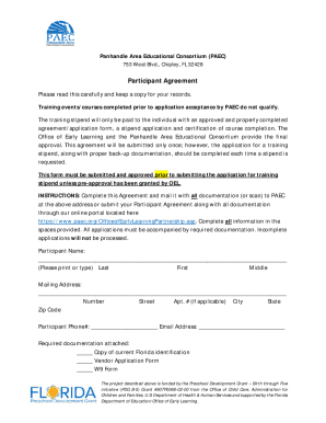 Fillable Online Participant Agreement - Panhandle Area Educational Consortium Fax Email Print ...