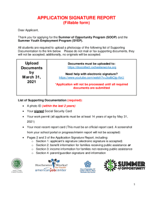 Fillable Online APPLICATION SIGNATURE REPORT Fax Email Print - pdfFiller