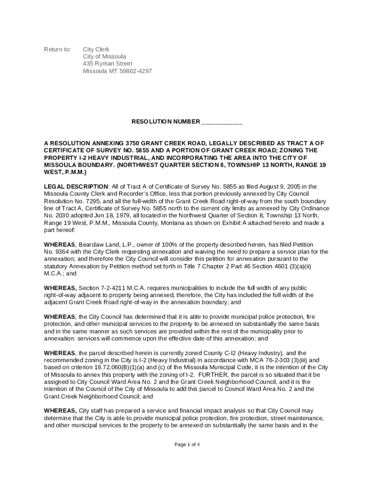 Resolution Annexing. Petition Method Annexation - ftp ci missoula mt ...