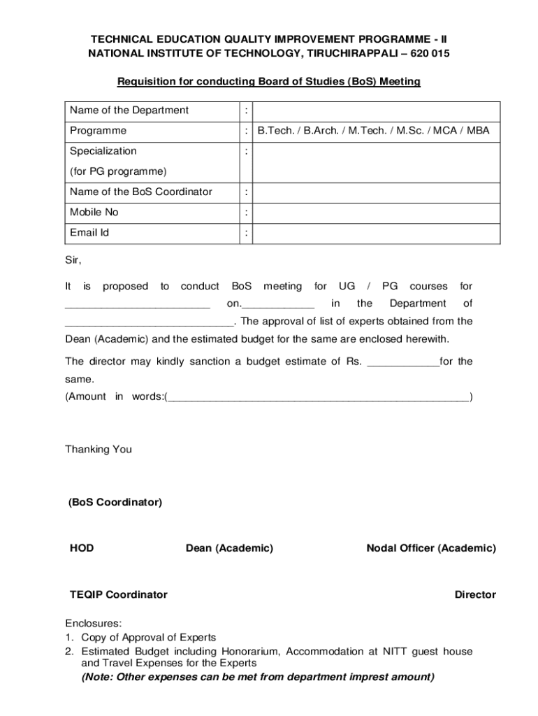 Fillable Online TECHNICAL EDUCATION QUALITY IMPROVEMENT PROGRAMME - II ...
